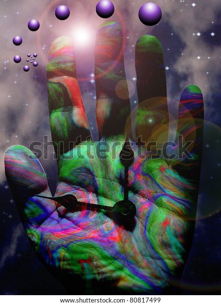 Surreal Hand Clock Hands Stock Illustration 80817499