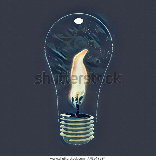 Surrealism Light Bulb Candle Light Inside Stock Illustration 778549894 ...