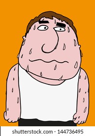 Fat Bald Slob Vest Cartoon Character: стоковая векторная графика (без ...
