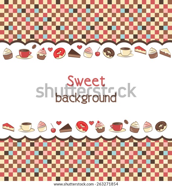 Sweets Frame On Mosaic Background Stock Illustration 263271854