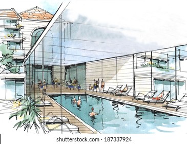 5,141 Sketching swimming pool Images, Stock Photos & Vectors | Shutterstock