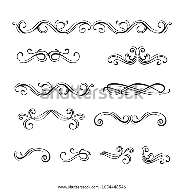 Swirl Scroll Elements Text Dividers Hand Stock Illustration 1054448546 ...