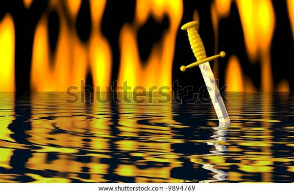 Sword Fire Water Stock Illustration 9894769 | Shutterstock