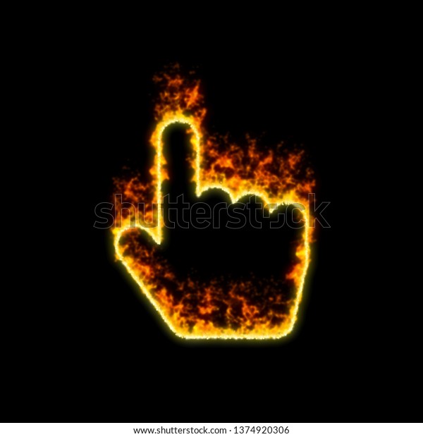 Symbol Hand Pointer Burns Red Fire Stock Illustration 1374920306