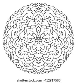 Symmetrical Circular Pattern Mandala Coloring Page Stock Illustration ...