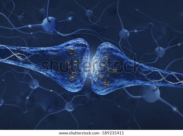 Synapse Process Over Neuron Connection Background Stock Illustration ...