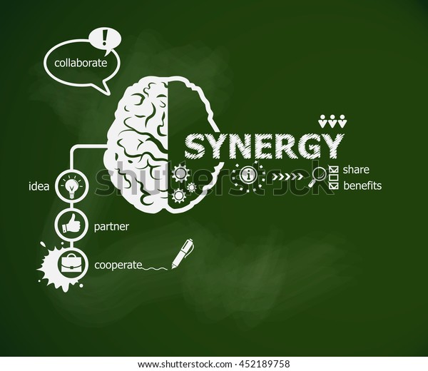 Synergy Concept Brain Raster Version Stock Illustration 452189758 ...
