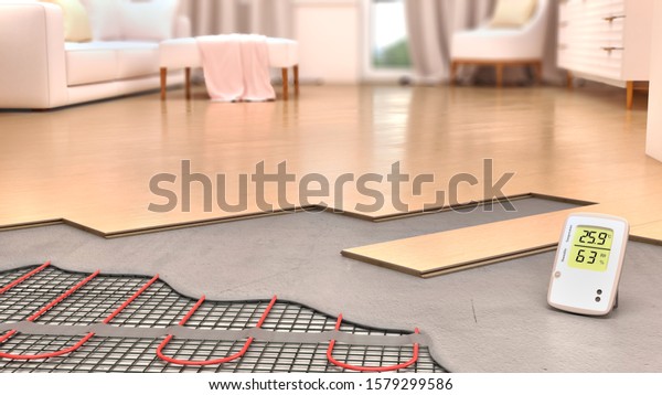 System Underfloor Heating Interior Design 3d Stock Illustration ...