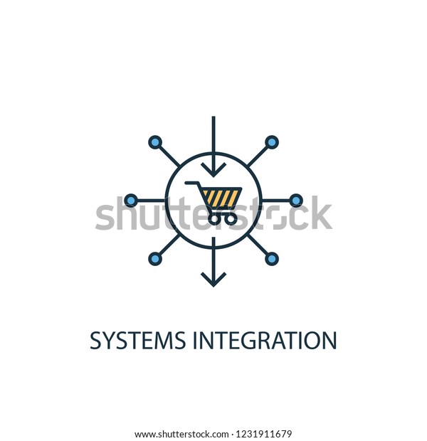 Systems Integration Concept 2 Colored Line 스톡 일러스트 1231911679 ...