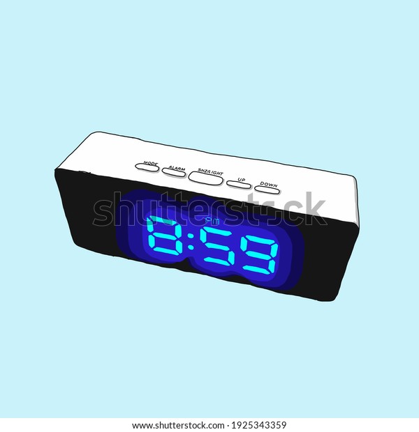 Table Digital Clock Illustration Drawing Stock Illustration 1925343359 ...