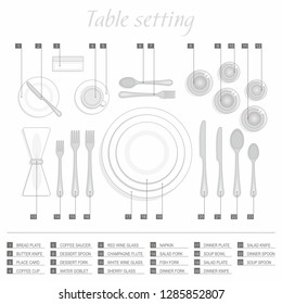 Plan Cutlery On Table On Grey Stock Vector (Royalty Free) 1058074373