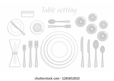 Sketch Table Setting On White Background Stock Vector (Royalty Free ...