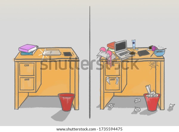 Table Tidy Office Comparing Between Table Stock Illustration 1735594475