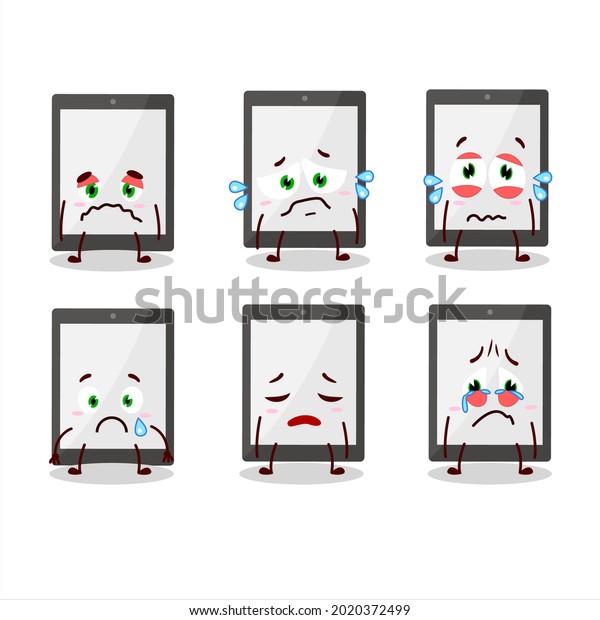Tablet Cartoon Character Sad Expressionvector Illustration Stock ...