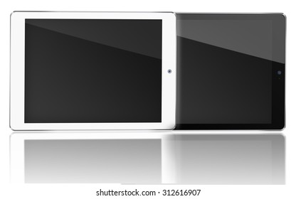 Tablet Computers Black Screen Reflection Isolated Stock Illustration ...