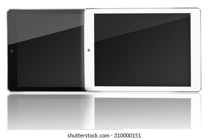 Tablet Computers Black Screen Reflection Isolated Stock Illustration ...