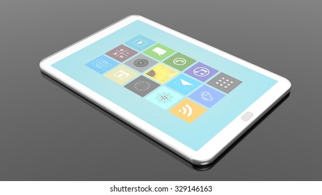 Tablet Square Apps Isolated On Black Stock Illustration 329146163 ...