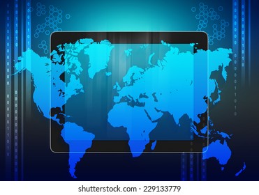 Tablet World Map On Abstract Background Stock Illustration 229133779 ...