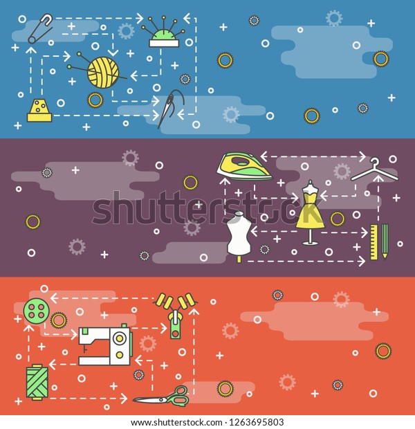 Tailoring Web Banner Template Set Sewing Stock Illustration 1263695803 ...