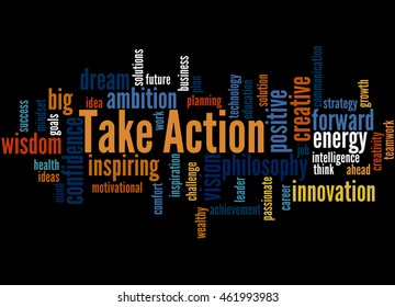 Take Action Word Cloud Concept On Stock Illustration 461993983 ...