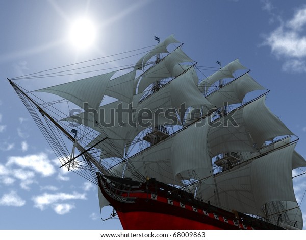 Tall Ship Sails Low Angle Shot Stock Illustration 68009863