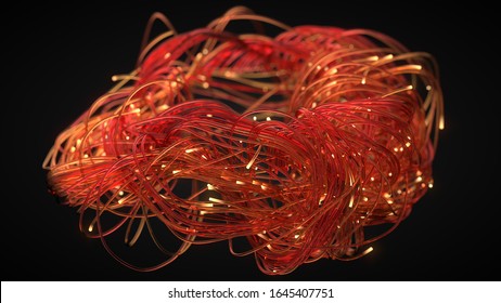 Tangled Fiber Optic Strings Glowing Ends Stock Illustration 1645407739 ...