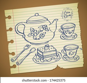 Tea Time Doodle Stock Vector (Royalty Free) 109786379 | Shutterstock
