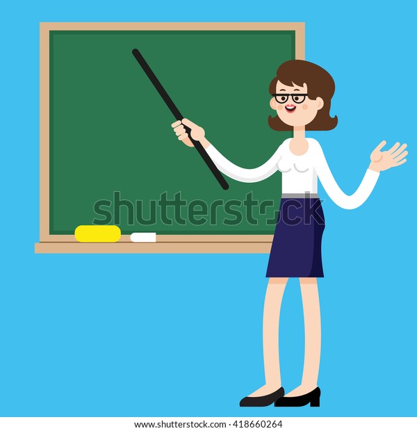 Teacher Near Blackboard Pointer Stock Illustration 418660264 | Shutterstock