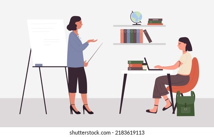 Teacher Student Classroom Learning Process Class Stock Illustration ...