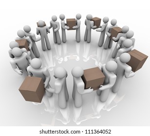 Team People Working Circle Process System Stock Illustration 111364052 ...