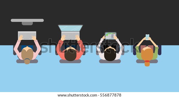 Team Work Table Concept Brainstorming Making Stock Illustration ...