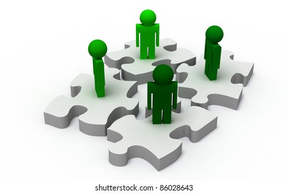 3d Small People Found Puzzle Stock Illustration 118055014