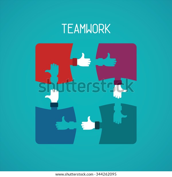 Teamwork Abstract Bitmap Concept Jigsaw Puzzle Stock Illustration ...