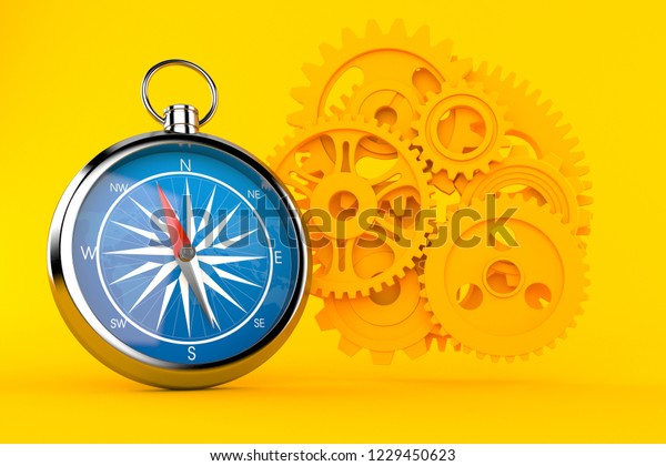 Teamwork Background Compass Orange Color 3d Stock Illustration ...
