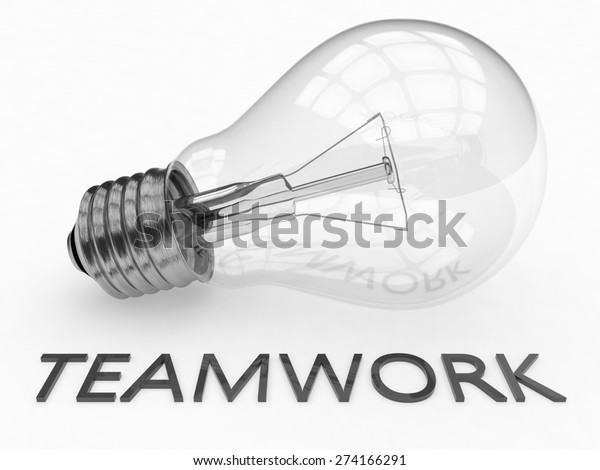 Teamwork Lightbulb On White Background Text Stock Illustration ...