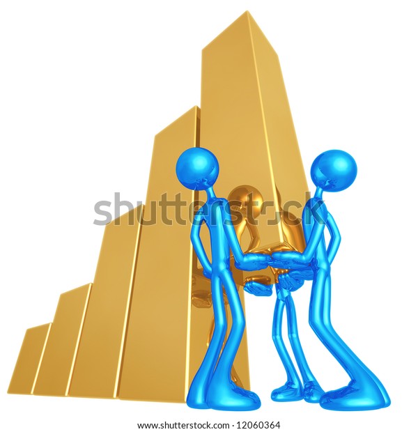 Teamwork Raising Bar Graph Stock Illustration 12060364