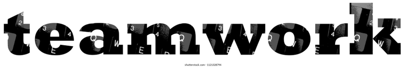 Teamwork Typography Design Computer Keyboard Imagery Stock Illustration ...