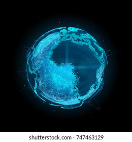 Technology Planet Earth On Black Background Stock Illustration ...