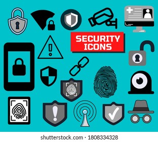 Tech Security Illustration Icons Elements Stock Illustration 1808334328 ...