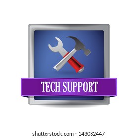 Tech Support Illustration Button Over White Stock Illustration ...
