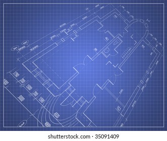 Technical Drawing Draft Over Blue Background Stock Illustration ...