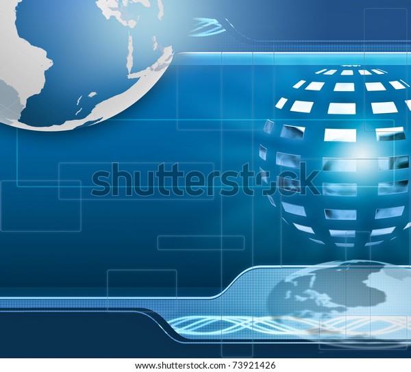 Technology Background Earth Globe Blue Tones Stock Illustration ...