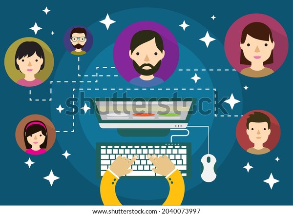 Technology Concept Design Laptop Human Icons Stock Illustration ...