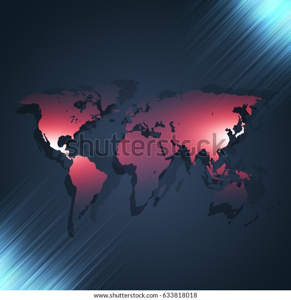 Technology Global Connections Red Map Concept Stock Illustration ...