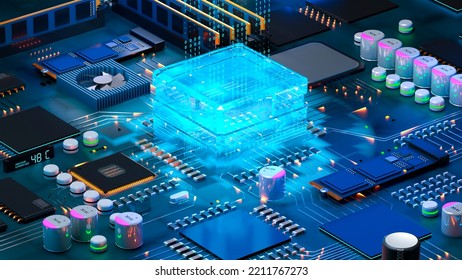 Technology Semiconductor Electronic 3d Rendered High Stock Illustration ...
