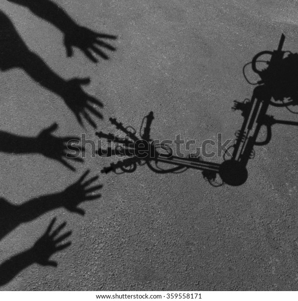 Technology Society Concept Shadow Reaching People Stock Illustration ...