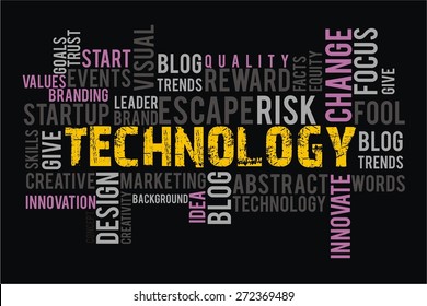 Technology Words Cloud Collage Black Background Stock Illustration ...