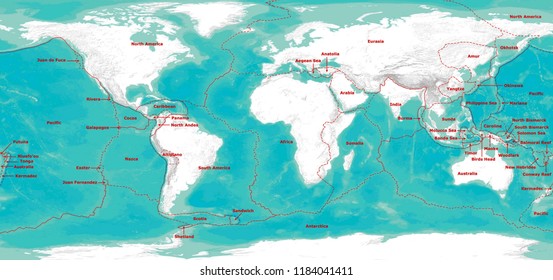 Tectonic Plates Map 3d Rendering Stock Illustration 1184041423 ...