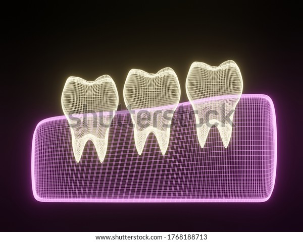 Teeth Wireframe Mesh Neon Grid Molar Stock Illustration 1768188713