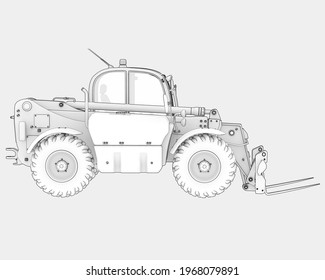 Telehandler Isolated On Background 3d Rendering Stock Illustration ...